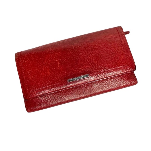 Fossil | Bags | Fossil Red Textured Checkbook Wallet | Poshmark